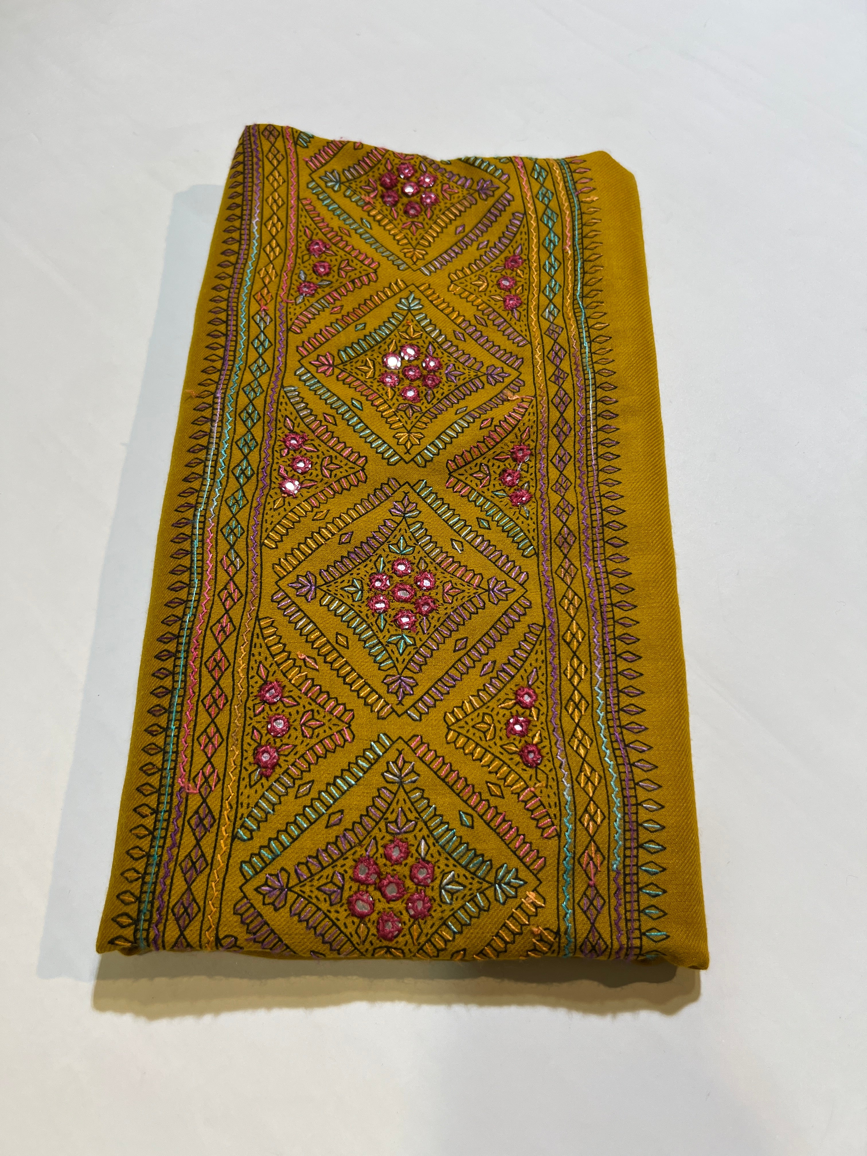 KASHMIRI KACHA TANKA PASHMINA SHISHA WORK SHAWL – ADAN COLLECTION